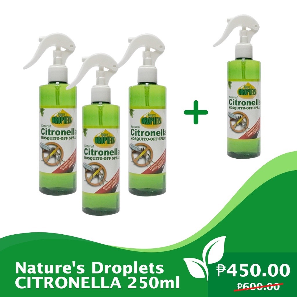 NATURE'S DROPLETS Citronella Natural Mosquito Off Spray 250ml (Buy 3 ...