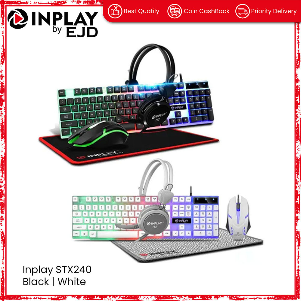 Inplay STX240 | STX240+ | Black | White 4 in One Combo Keyboard & Mouse ...