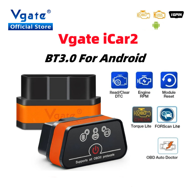 ☾Vgate iCar2 ELM327 Car Diagnostic OBD 2 OBD2 Scanner Auto Tool iCar 2 Bluetooth 3.0 for Android ...