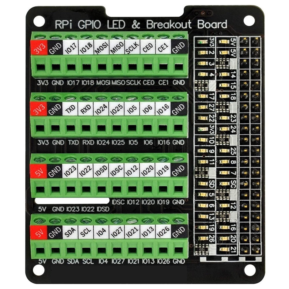 ⚕RPi GPIO Status LED and Terminal Block Burst Caps for Raspberry Pi A+ ...