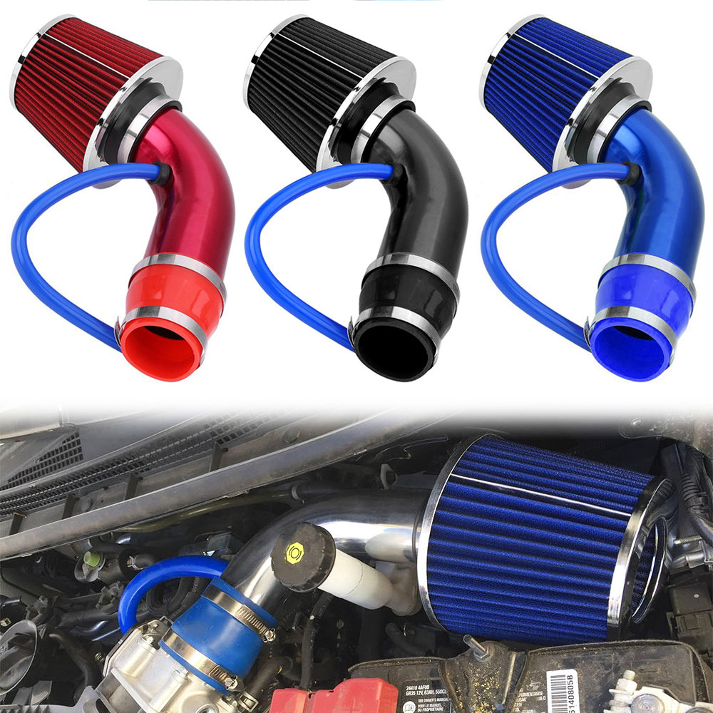 ♥Car Universal 3\" 76mm Air Filter & Cold Air Intake Pipe Turbo ...