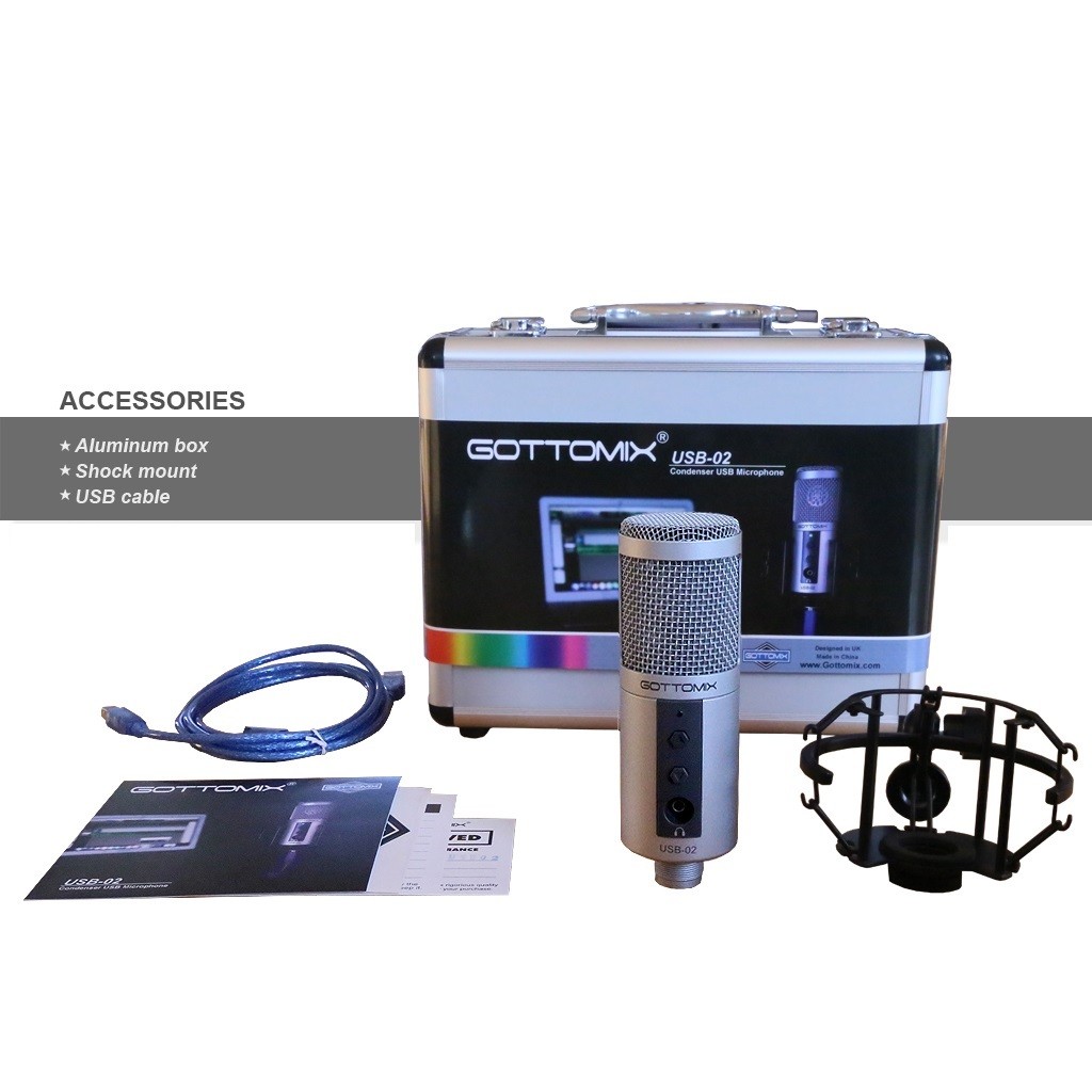 Gottomix USB-02 Condenser USB Microphone Include Shock Mount, For ...