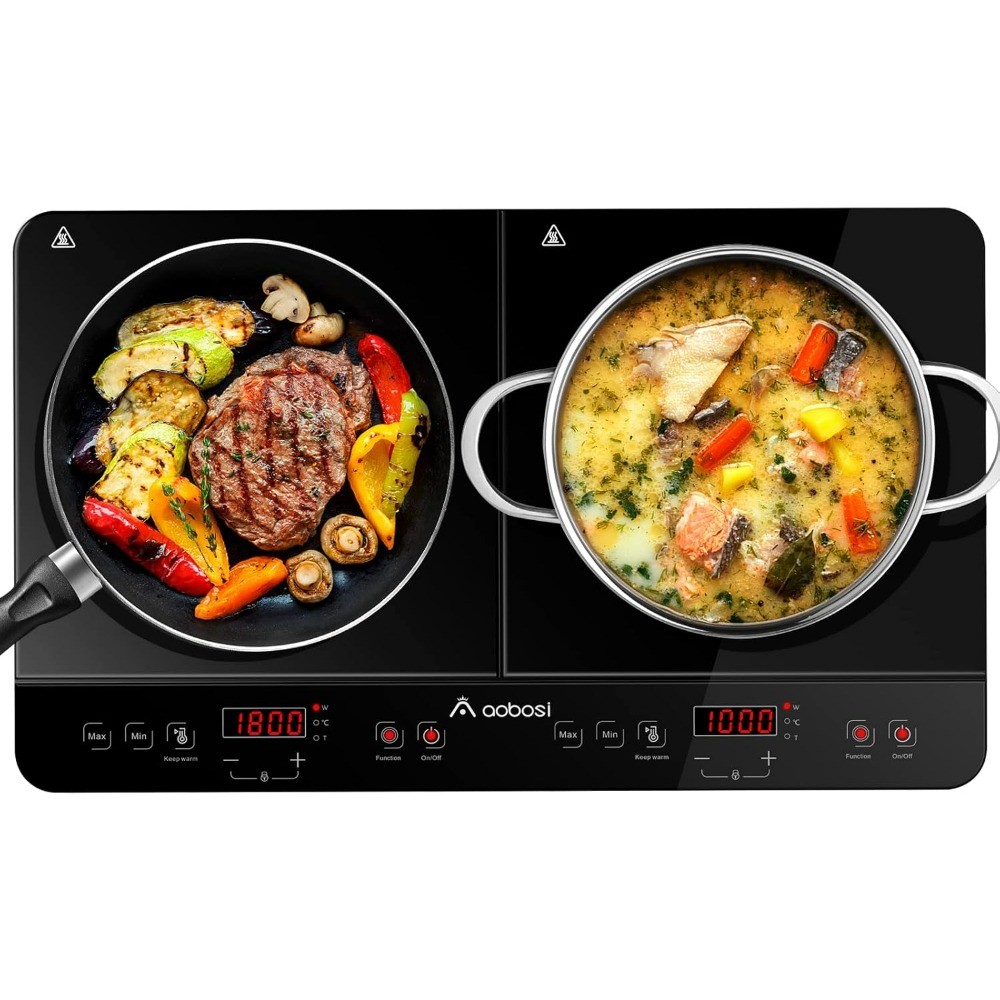 Double Induction Cooktop Burner with 240 Mins Timer, 1800w 2 Induction ...