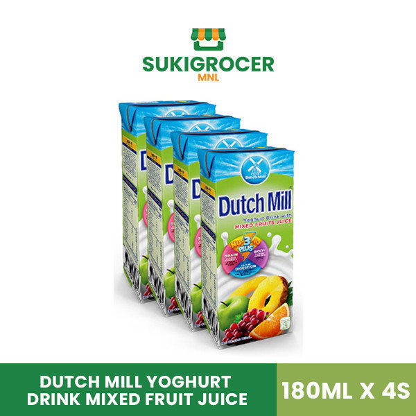 Dutch Mill Yoghurt Drink Mixed Fruits Juice 180ML x 4s | Shopee Philippines