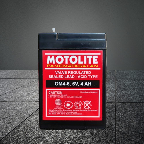 Motolite Om4-6 Rechargeable Battery 6V 4Ah Valve Regulated Lead Acid ...