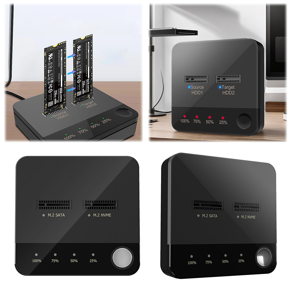 ☃M.2 SATA/NVMe Dual-Bay Docking Station Duplicator Offline Clone Hard ...