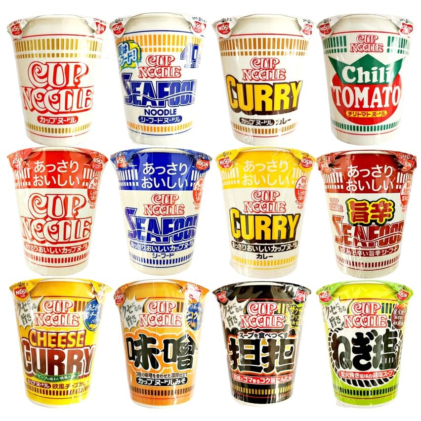 Nissin Cup Noodles, 12 Types, Assortment, 1 Each, 1 Piece Set, Seafood ...