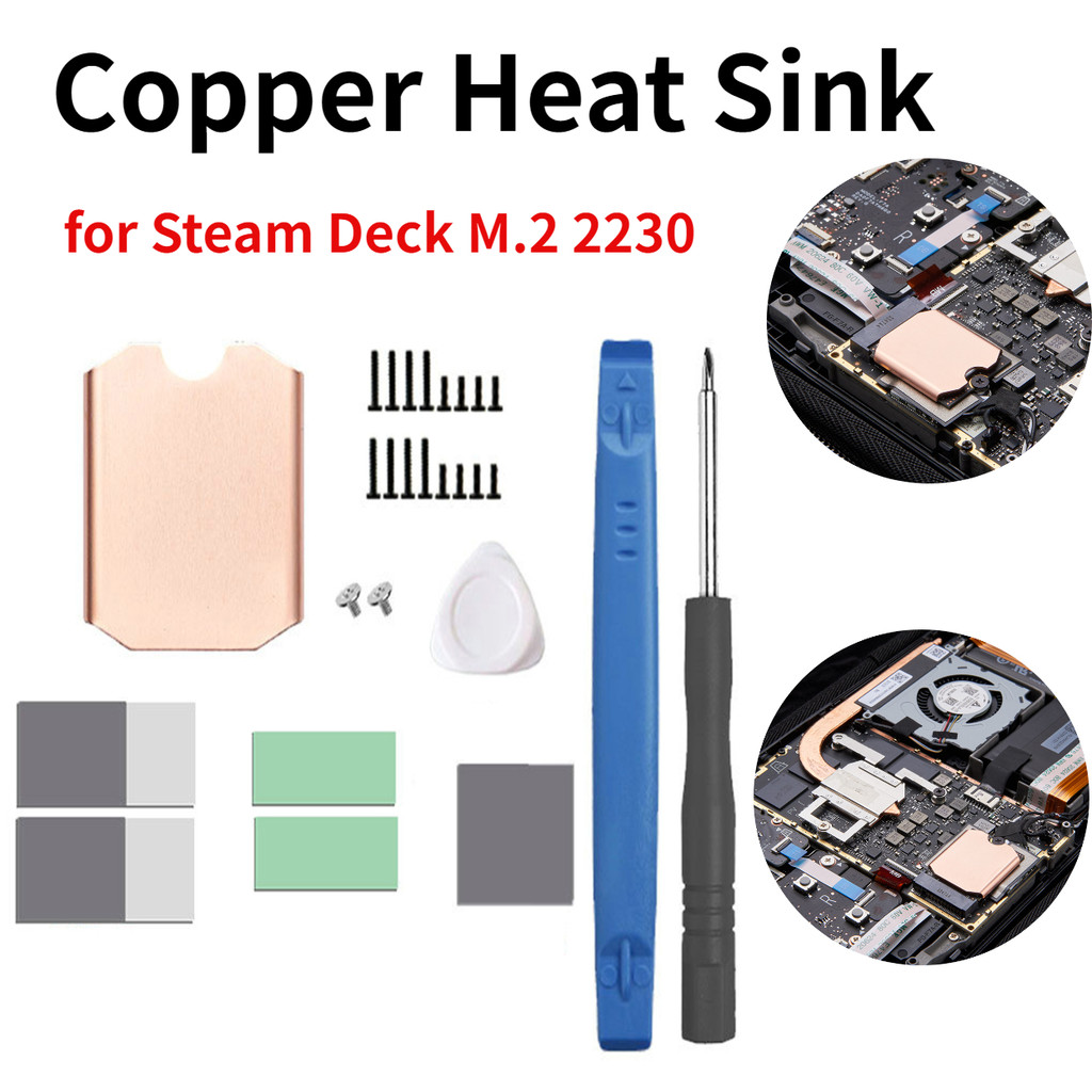 For Steam Deck Copper Heat Sink with Thermal Pad SSD Copper Cooler ...