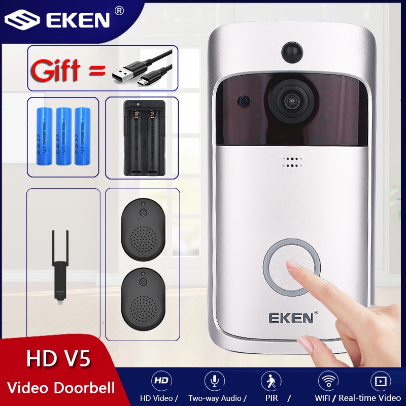 EKEN V5 Smart WiFi Video Doorbell Camera Visual Intercom With Chime ...