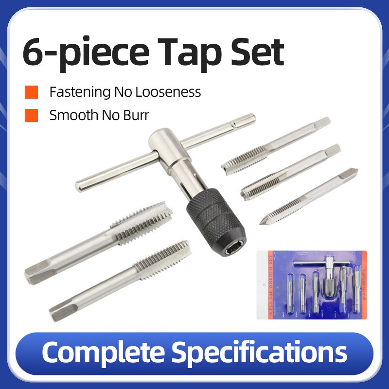 Tap Wrench Drill Set Hand Tapping Tools M6-M12 T-Shaped Tap And Die Set ...