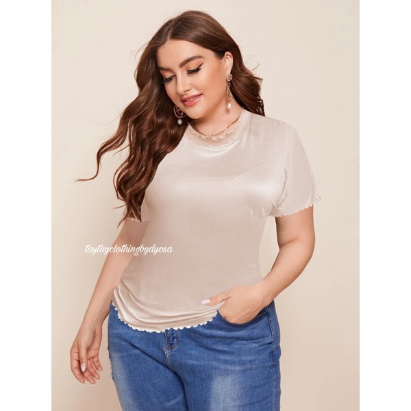 ☁TAYTAY CLOTHING BY DYOSA.PH (RNL) PLUS SIZE ROUND NECK LETTUCE PLAIN ...