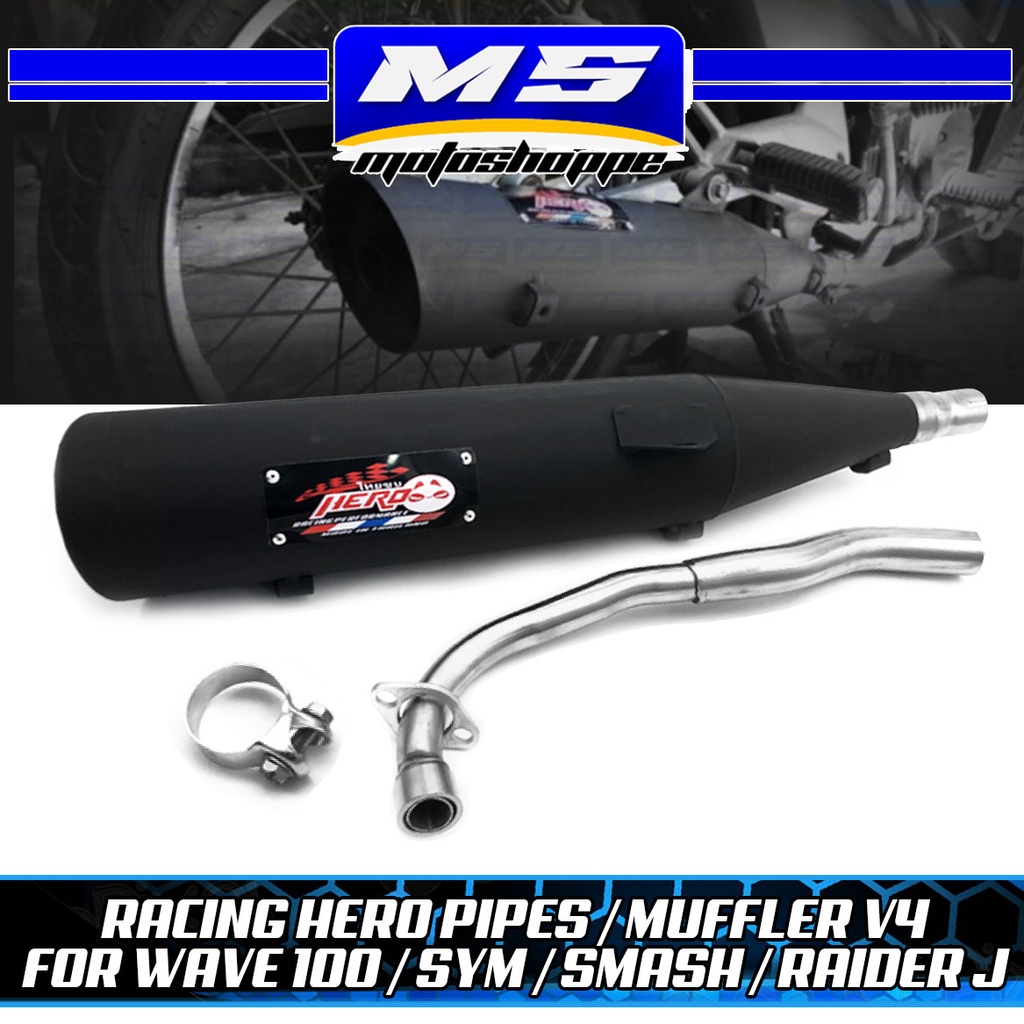 RACING HERO PIPES / MUFFLER V4 FOR WAVE 100/SYM/SMASH/ RAIDER J ...