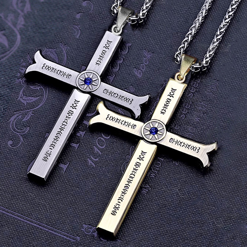 Anime One Piece Necklace for men women Dracule Mihawk Cross Sword ...