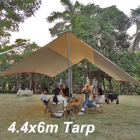 Camping Tarp 4.4x6m Tent Tarp Waterproof Oxford Outdoor Flysheet Large ...