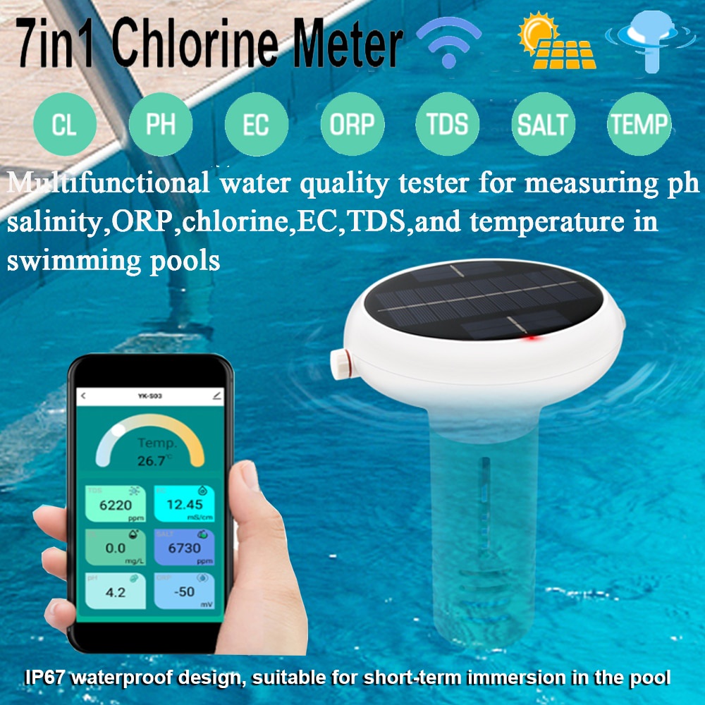WiFi Chlorin Meter 7 in 1 PH ORP EC Total Dissolved Solids Salinity ...