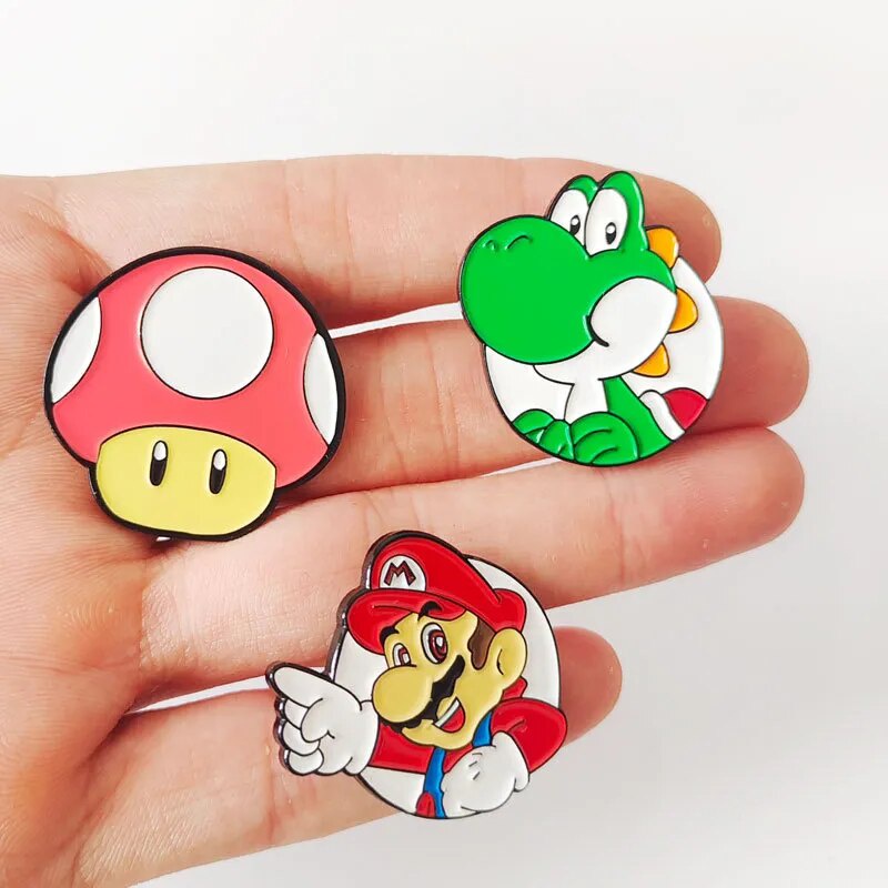 Childhood Anime Super Mario Enamel Pins Collect Wario Yoshi Mushroom ...