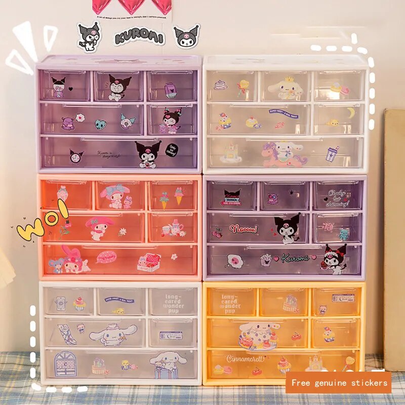 Cinnamoroll Storage Box Sanrios Kuromi Anime Small Objects Adhesive ...