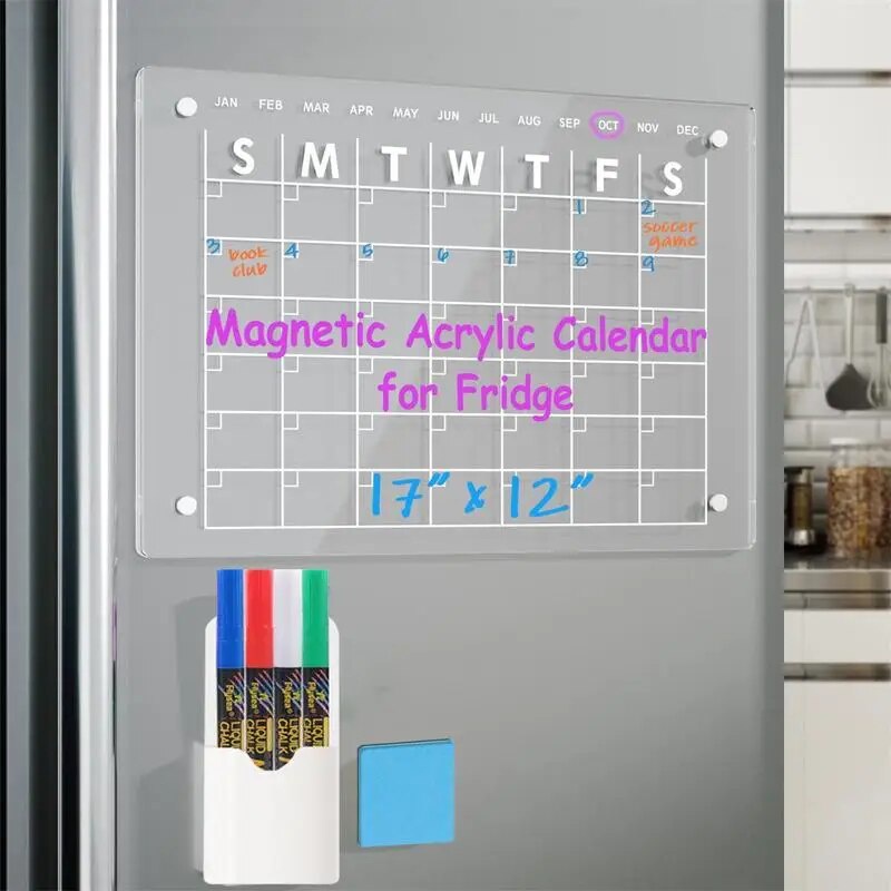 Magnetic Dry Erase Board For Fridge Acrylic Clear Calendar For ...
