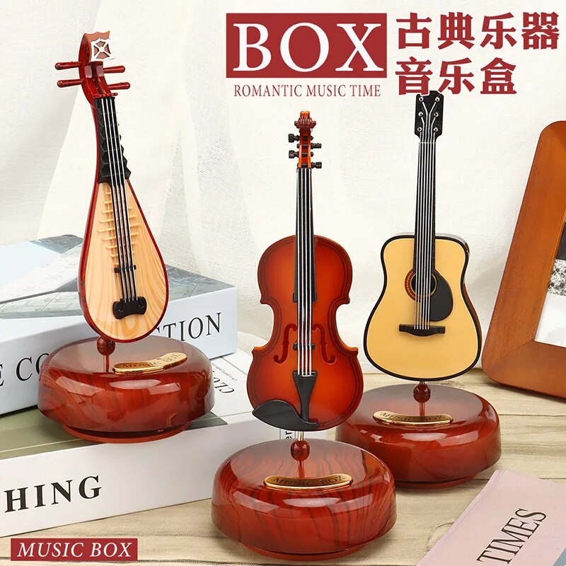 Classical Musical Instrument Octave Turn Violin Music Box Home Wine ...