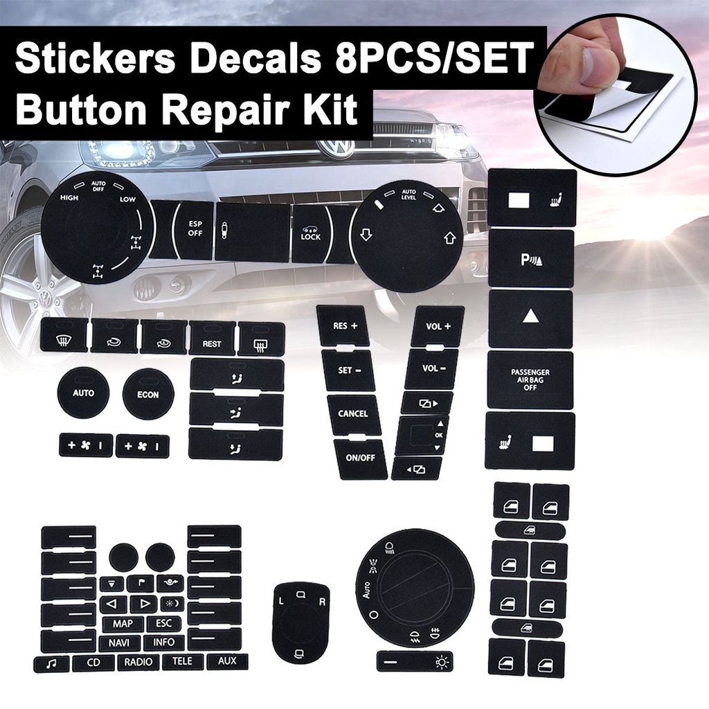 ☍8pcs Car Stickers For Volkswagen Touareg 04-09 For VW Steering Wheel ...
