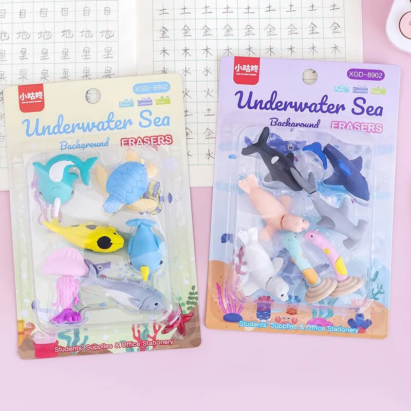 ♥Sea Lion Shark Marine Animal Combination Eraser Set Student Gift Gift ...