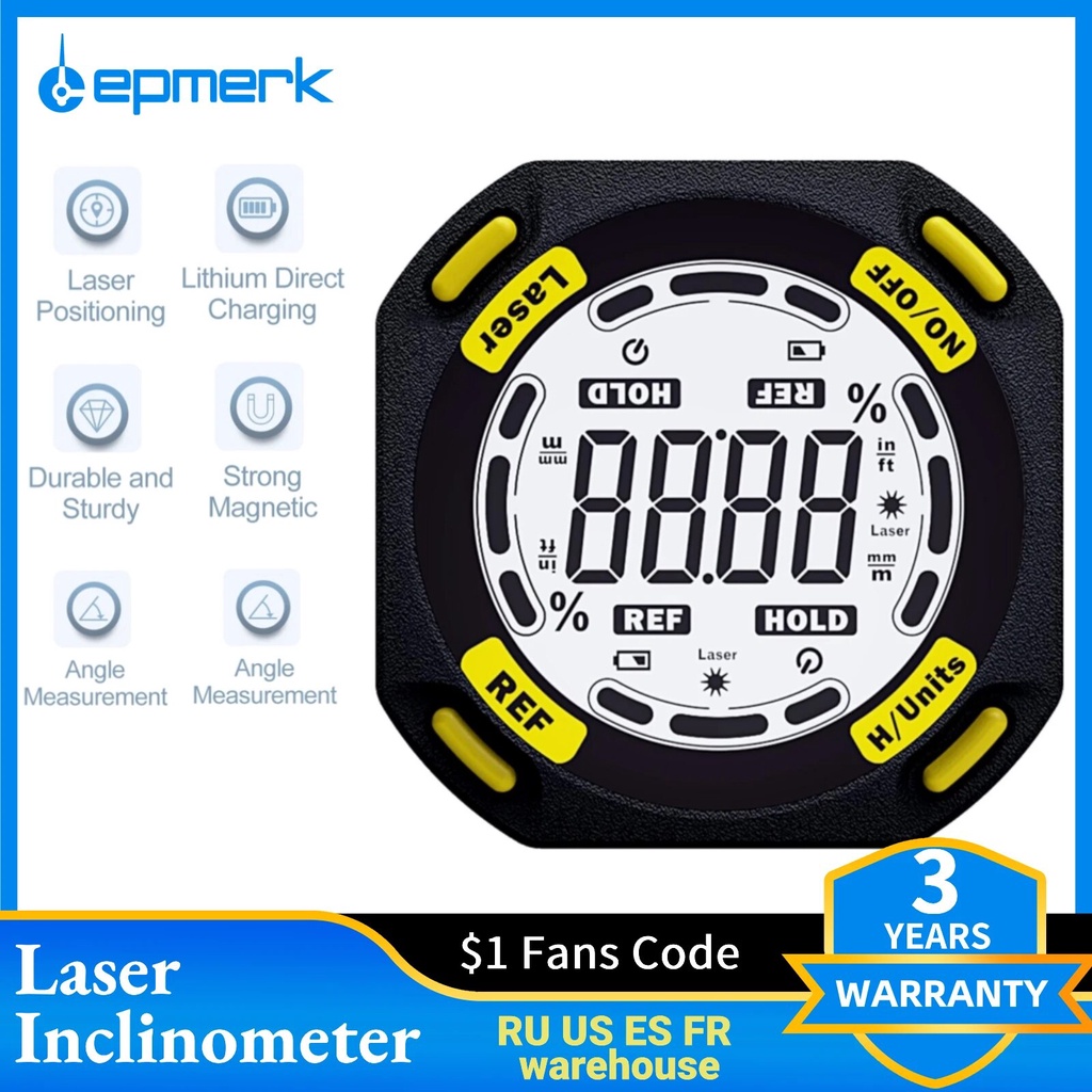 Lepmerk RM081 Laser Digital Inclinometer 360 Degree Mini Electronic ...