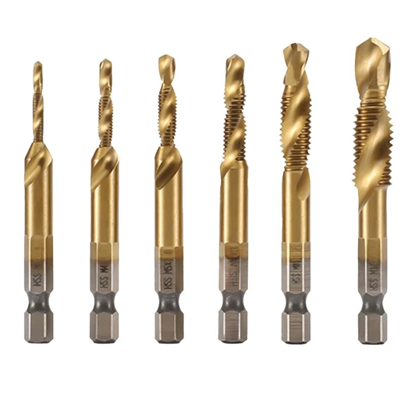 6Piece Drilling Tapping Chamfering Integrated Drill Bit Set Deburring ...