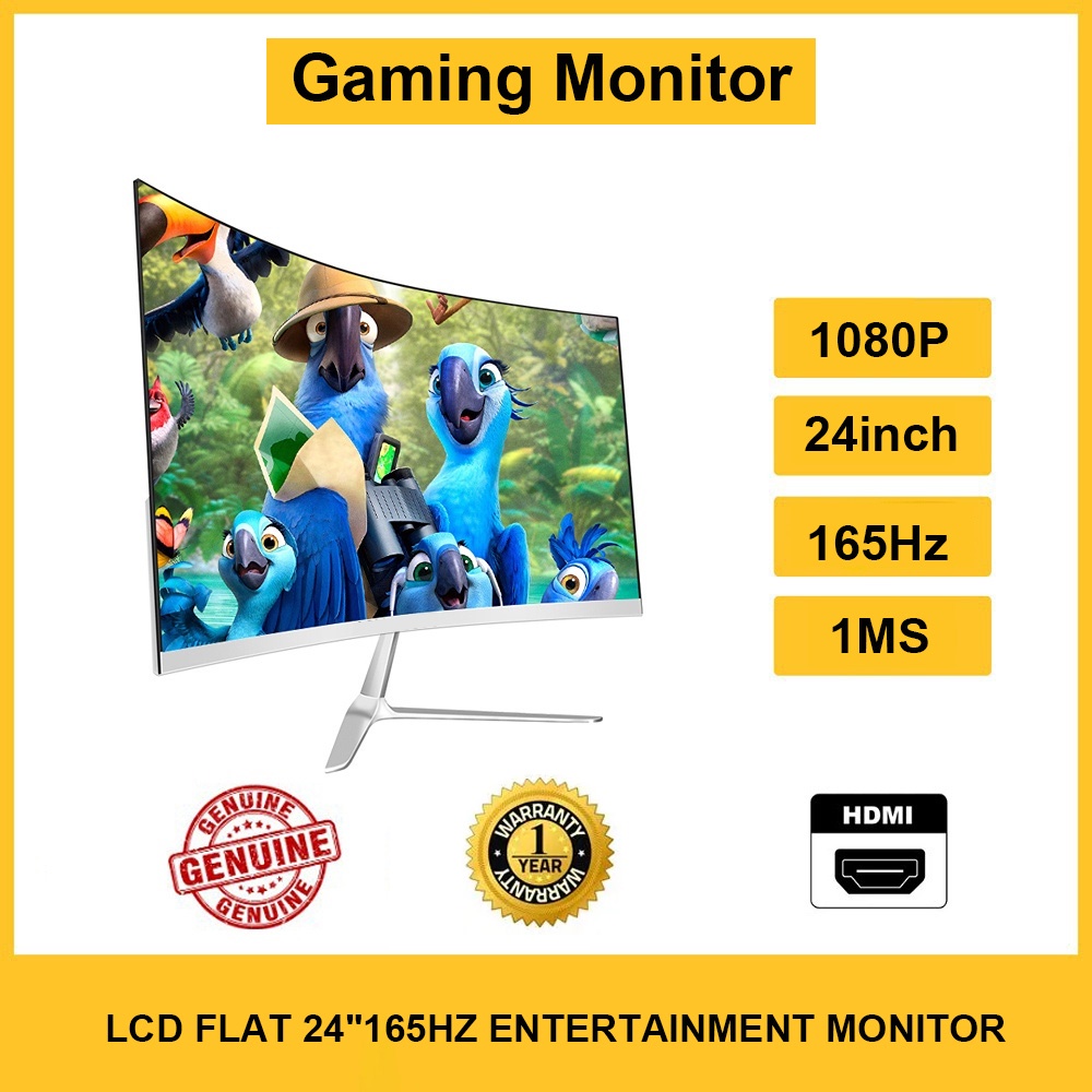 Monitors(24 Inch 144HZ/165HZ Monitor Display Curved VA Screen Computer ...