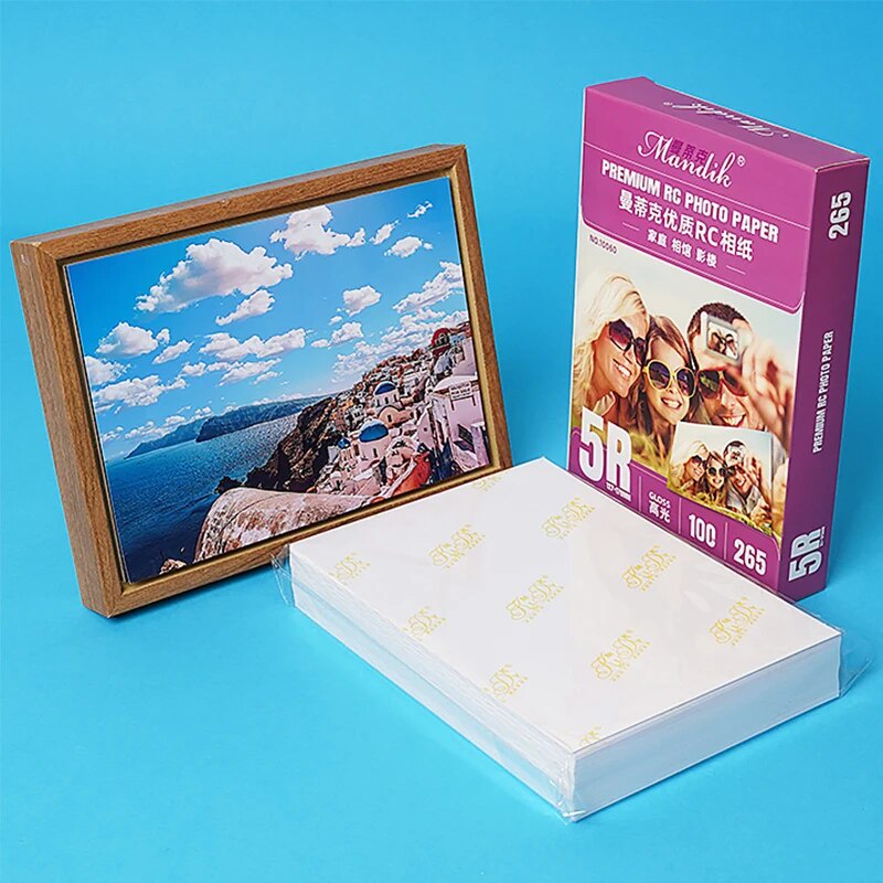 5R Size 100 Sheets Resin Coated Waterproof Photo Paper For Inkjet ...