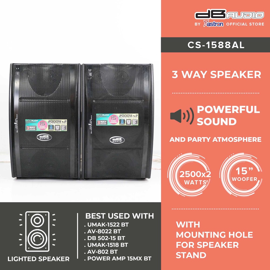Db Audio CS-1588AL 3 way loud speaker | 2500 x 2 watts | 15" woofer ...