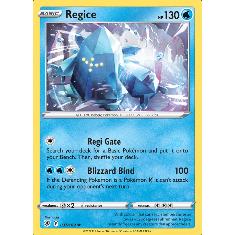 Pokemon TCG 037/189 Regice Astral Radiance Rare Non Holo | Shopee ...