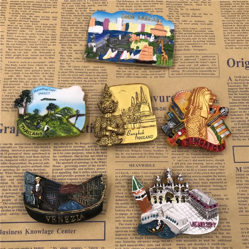 Thailand Phuket Resin Refrigerator Magnets Singapore Merlion Panoramic ...