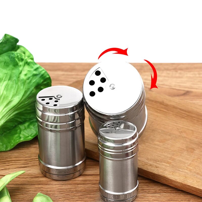Rotating Lids Design Spice Dispenser Stainless Steel Spice Shaker Multi ...