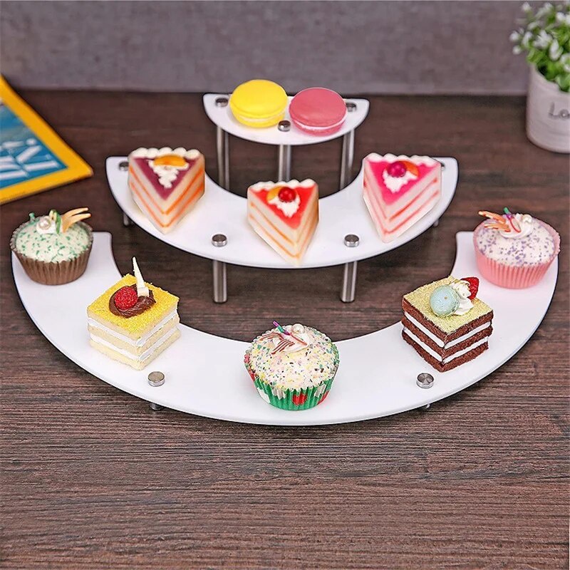 Semicircular 3 Tiers Acrylic Display Stand Rack Dessert Mini Cakes Mini ...