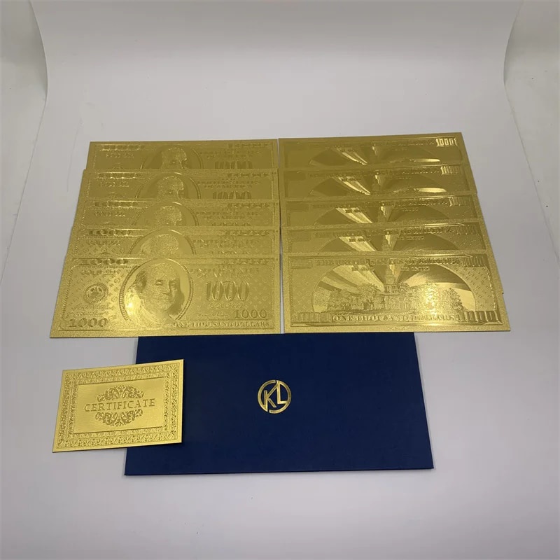 10pcs/lot 1000 Dollar USA Pure Gold Banknote Commemorative Bill Paper ...
