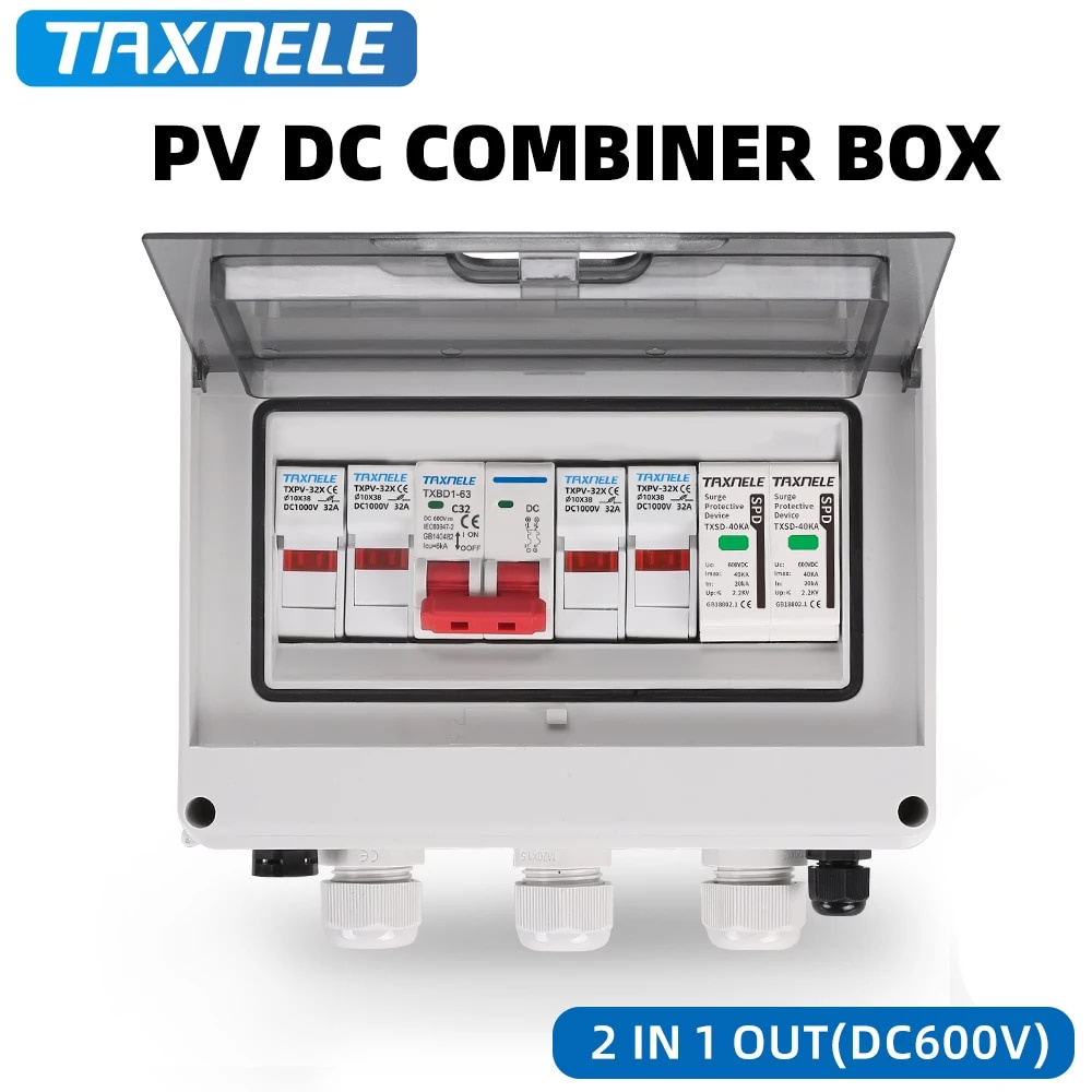 ⋚Solar photovoltaic PV Combiner Box Surge Lightning Protection 2 input ...