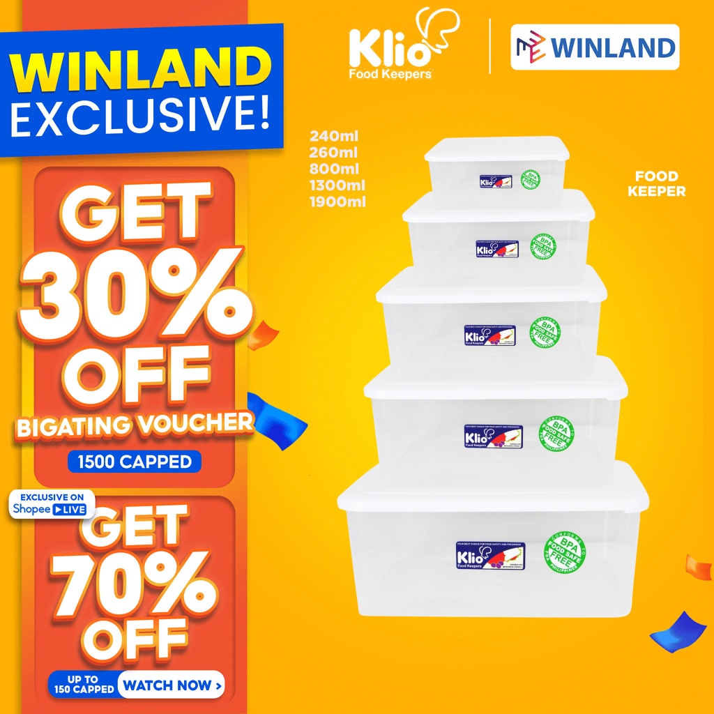 Klio by Winland Rectangular Stackable Food Keeper Kitchenware Container ...