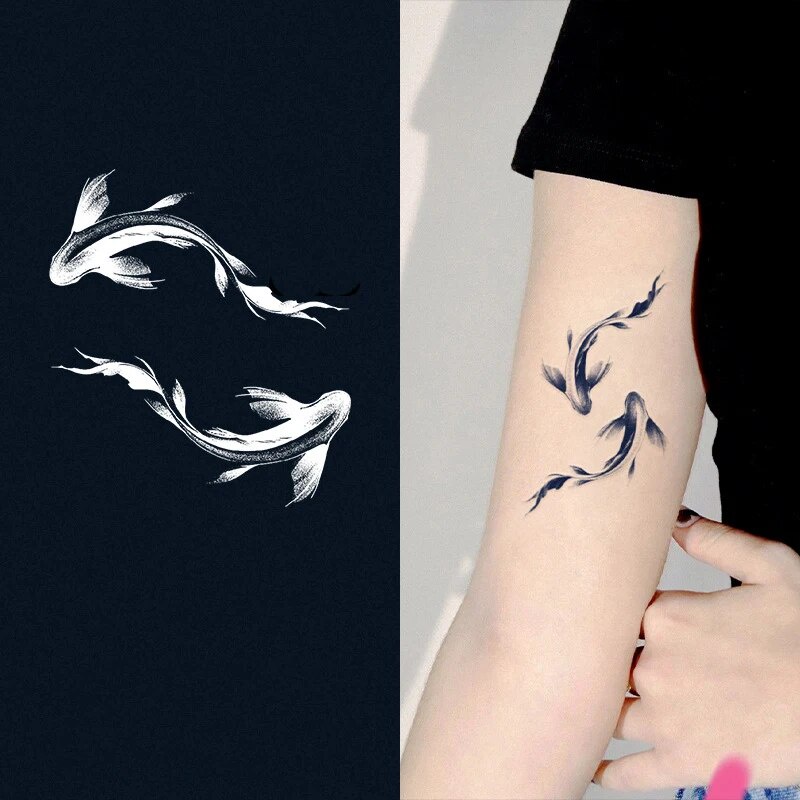 Juice Tattoo Stickers Small Fresh And Cute Koi Butterfly Pattern Semi ...