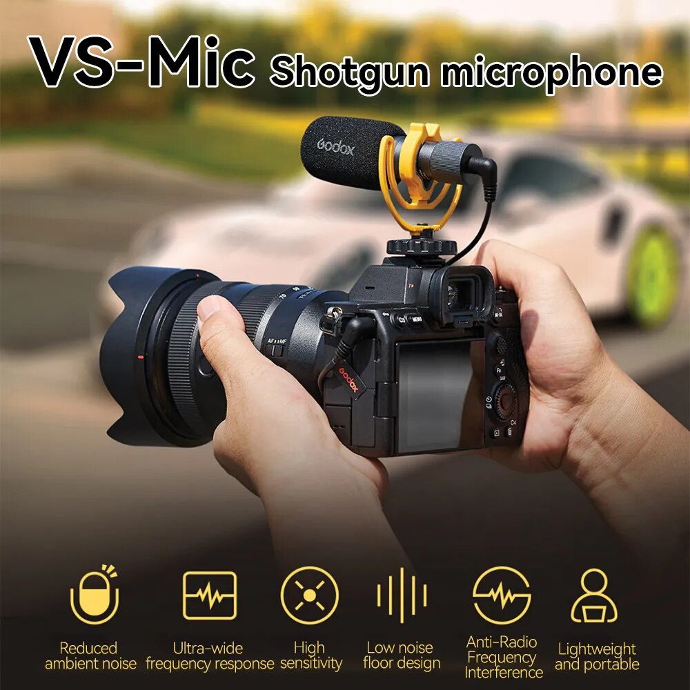 Godox VS-Mic Short Gun Microphone Mobile DSLR Camera Live Noise ...