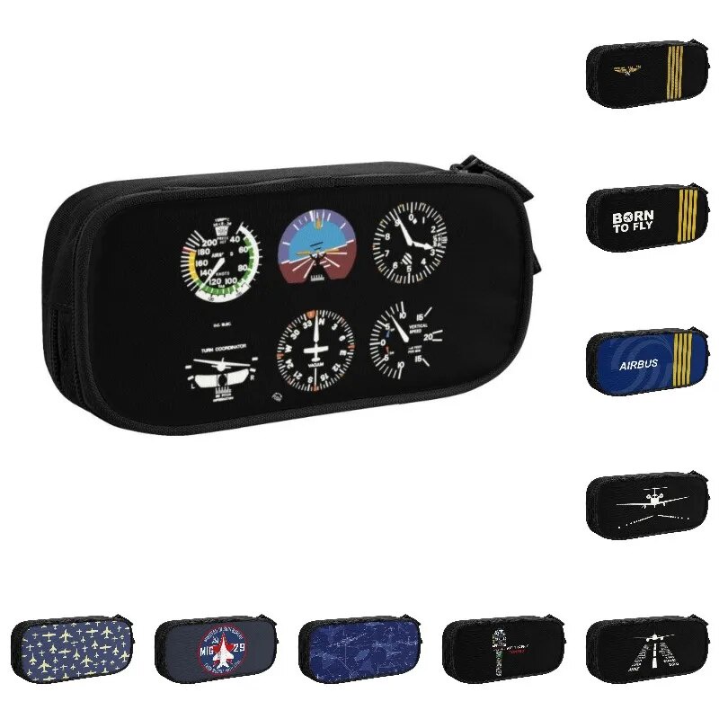 Cockpit Six Dials Flight Simulator Pilot Pencil Case Girl Boy Large ...