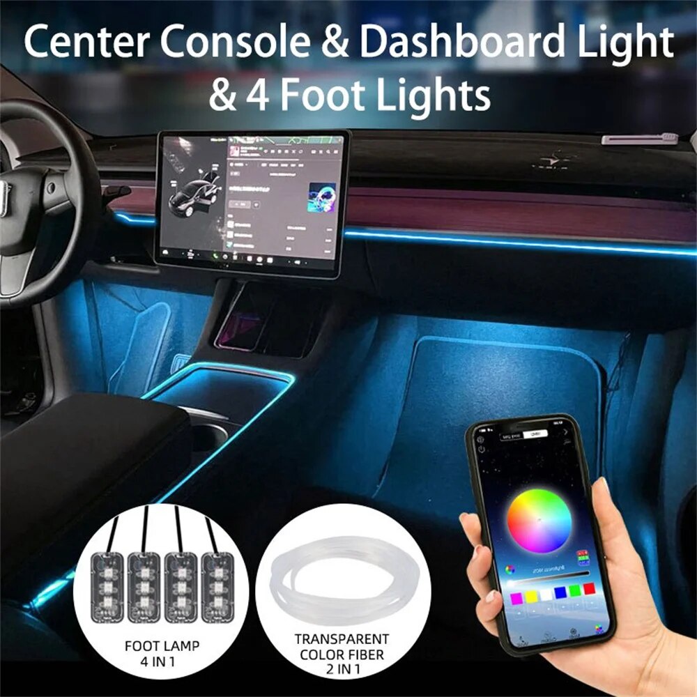 For Tesla Center Console Dashboard Neon Light Tubes Model 3 Model Y ...
