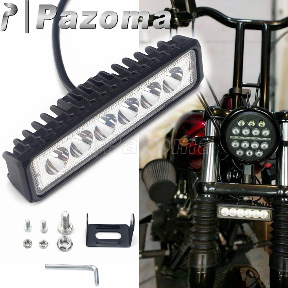 ☻Universal 18W Work LED Light Bars For Motorcycle Motorbike Off Road ...