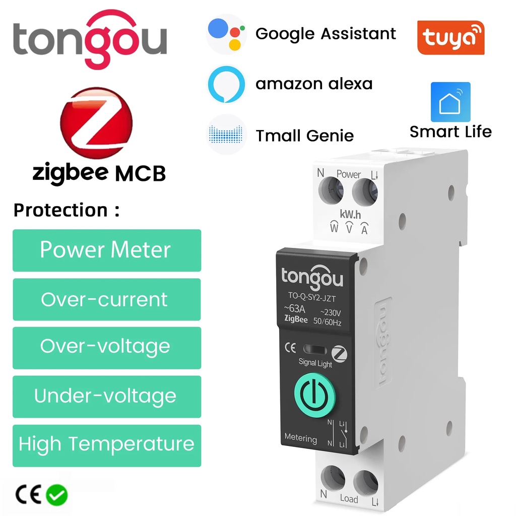 TUYA MCB ZigBee Smart Circuit Breaker Over Current Under Voltage ...