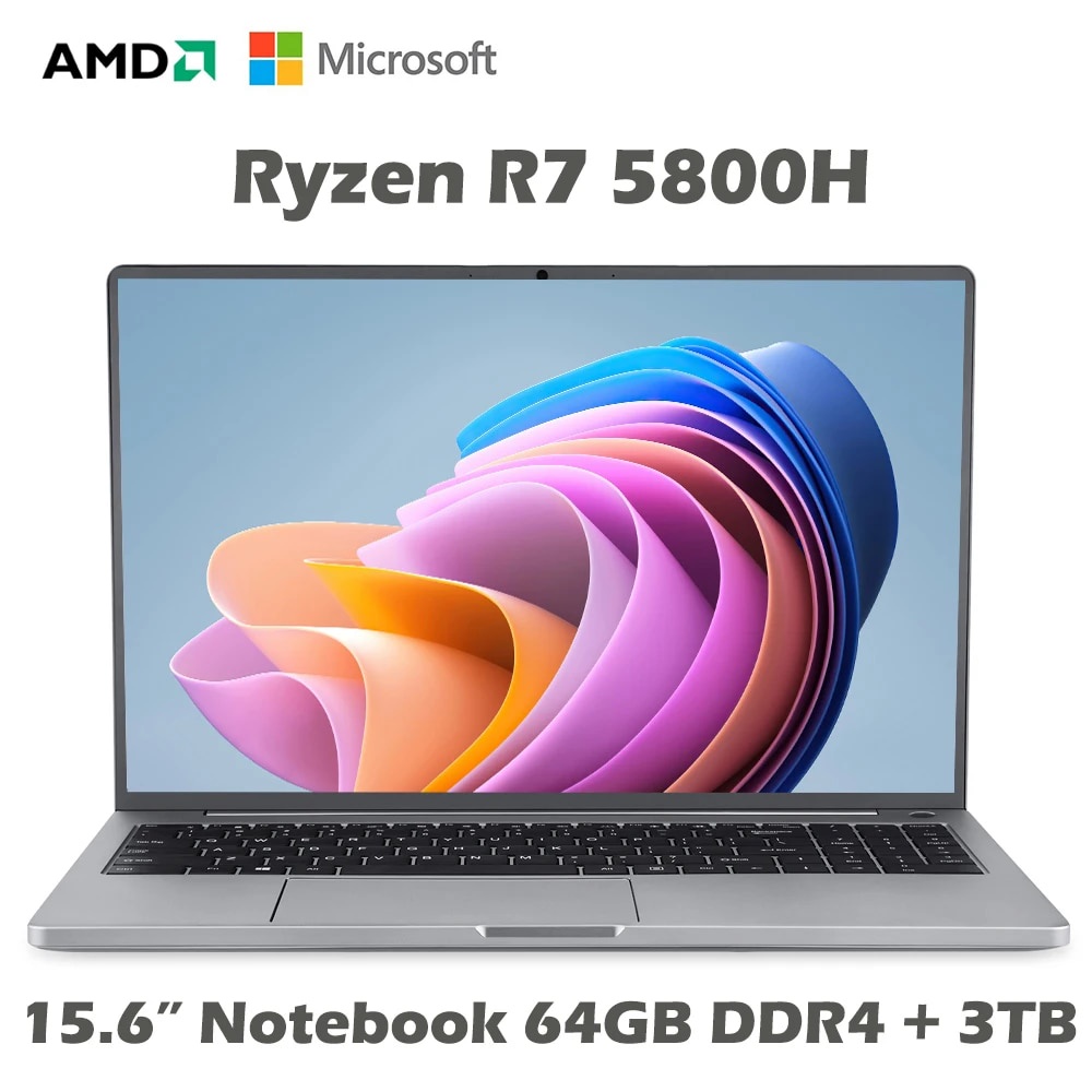 ☾MAX 64GB DDR4 3TB M.2 SSD 15.6 Inch Laptop Metal Ultrabook AMD Ryzen 7 ...