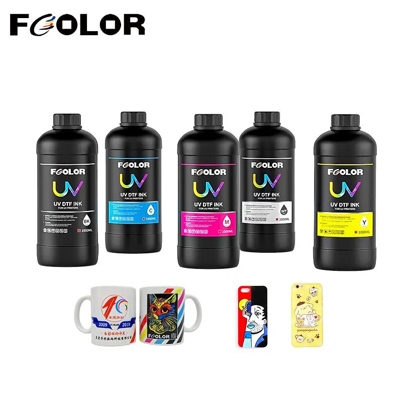 FCOLOR 1000ML Five Color LED UV Ink Set For Epson I3200 UV DTF Printer ...