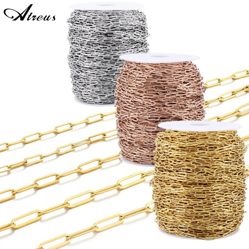 ☢3x9/4x12/4.5x14mm size 1 Meter Rose Gold Plate Stainless Steel Rolo ...