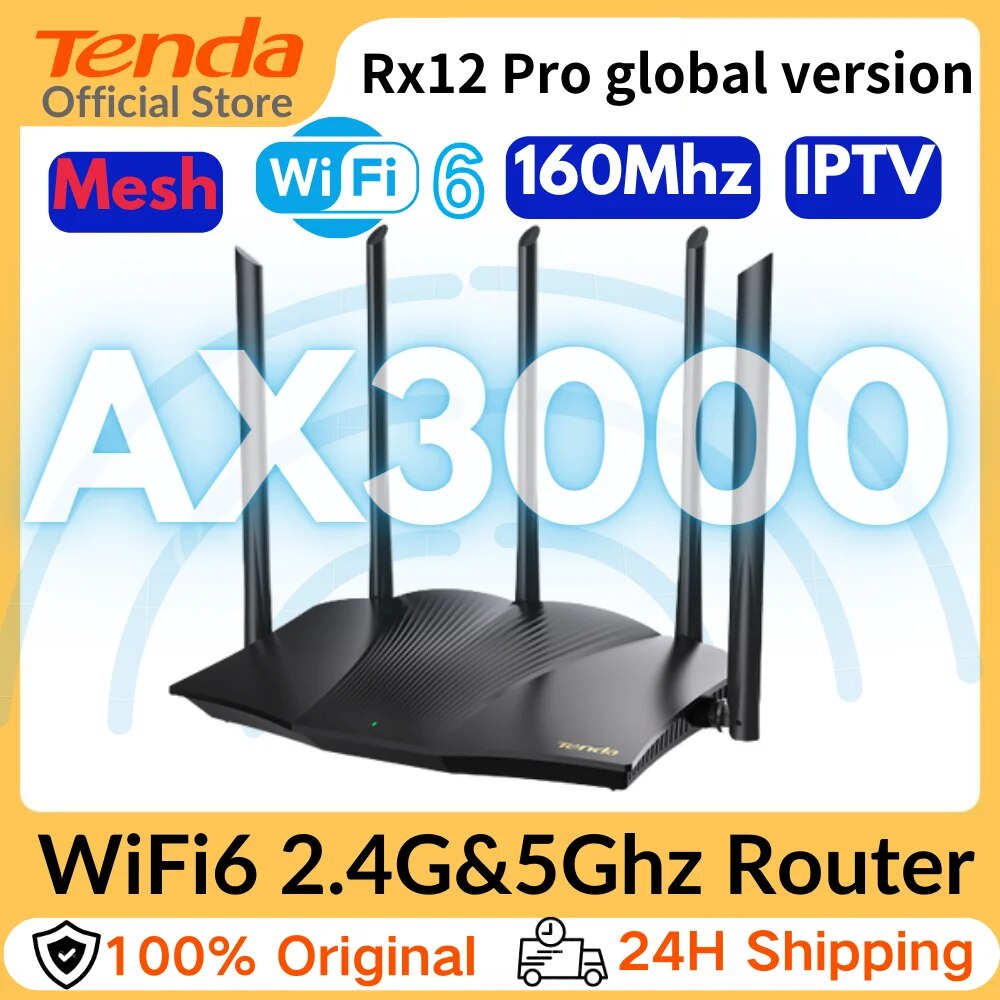 ≈Tenda AX3000 Wifi 6 Mesh WIFI Gigabit Router 2.4G 5GHz Dual-Band RX12 ...