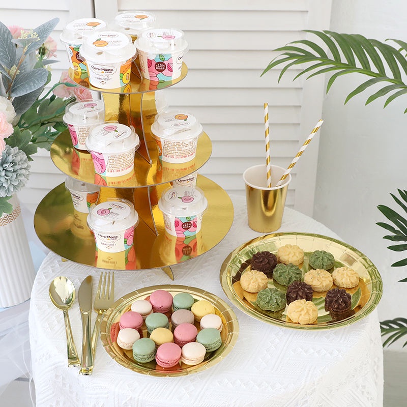 Wedding dessert table display stand golden props and ornaments multi ...