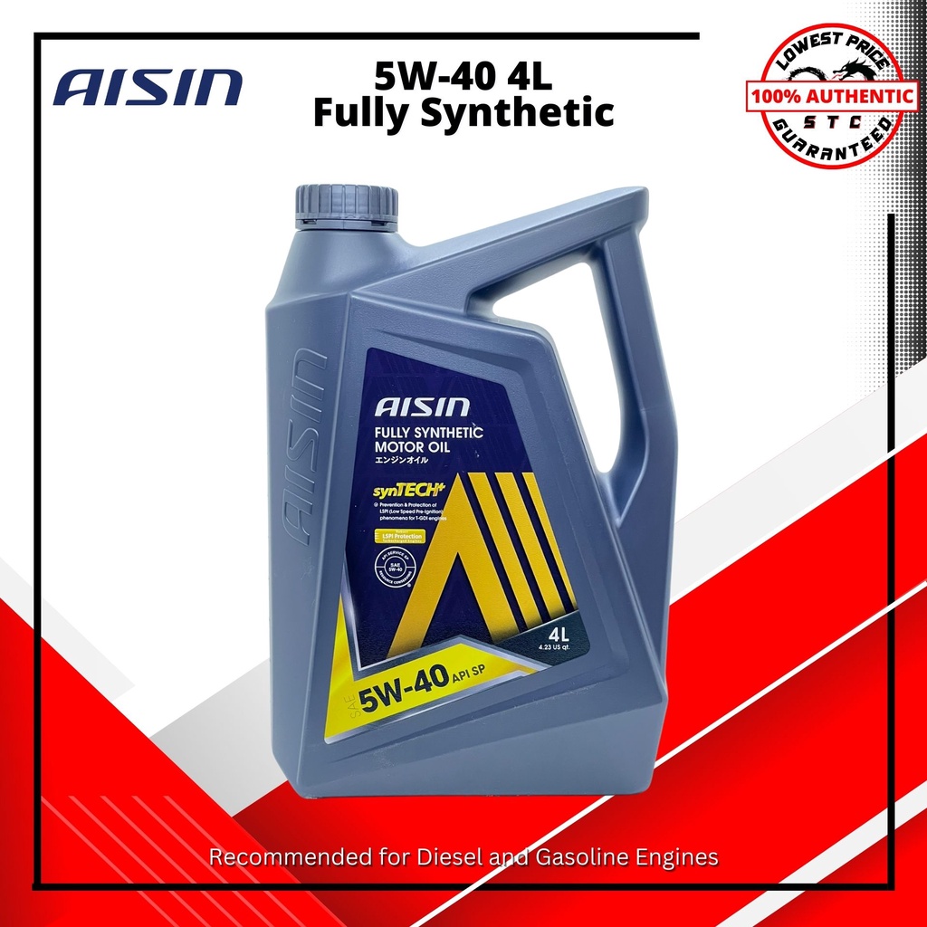 Aisin 5W-40 Fully Synthetic 4L Engine Oil for Gasoline/Diesel Engine ...