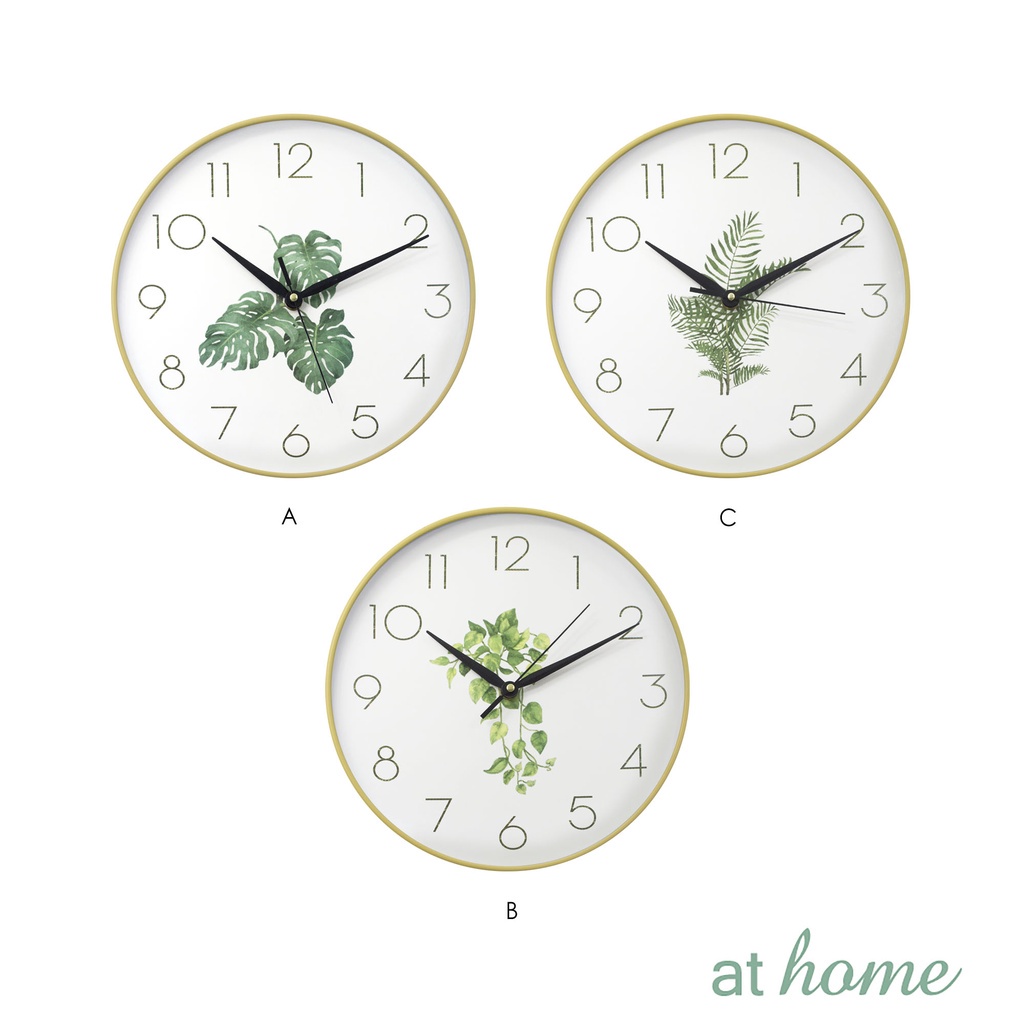 At Home Nature Nordic Wall Clock 11” Inches Easy Read Time Leaf Green ...